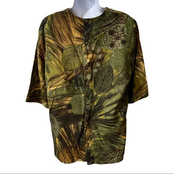Magaschoni | Tops | Magaschoni Collection Silk Blouse Green Jungle ...